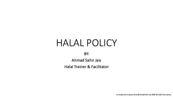 (PDF) Developing a Halal Policy