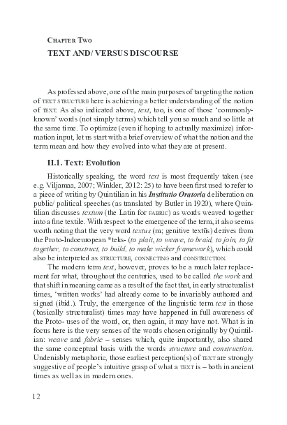 (PDF) Text and/versus Discourse