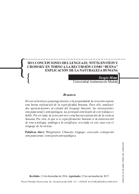 Dos concepciones del lenguaje: Wittgenstein y Chomsky en torno a la ...