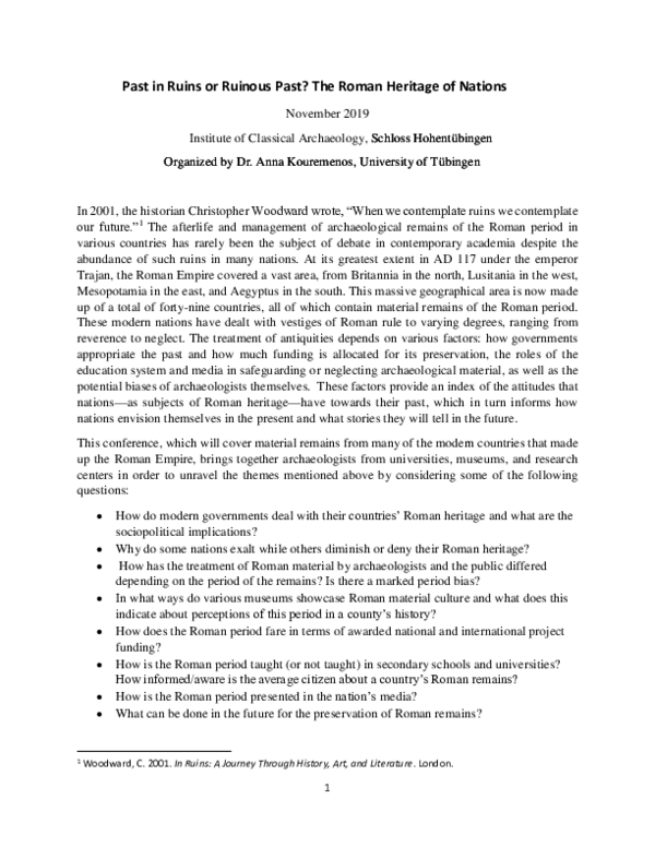 (PDF) Past in Ruins or Ruinous Past: The Roman Heritage of Nations