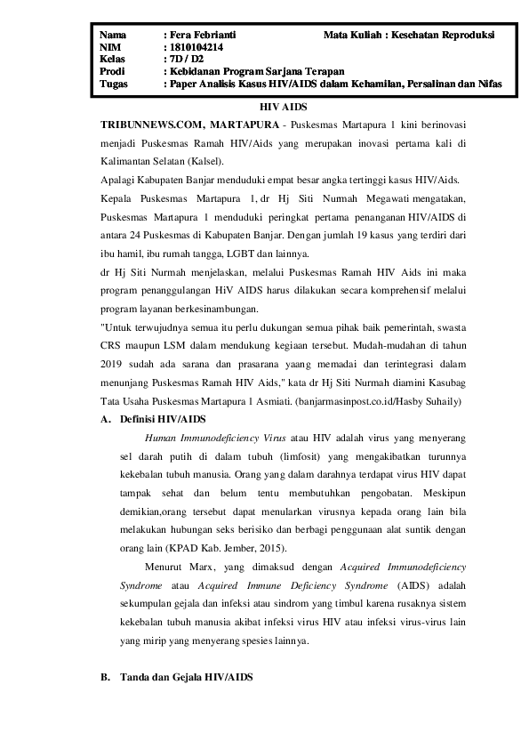 (DOC) Analisis Kasus HIV dan AIDS.docx