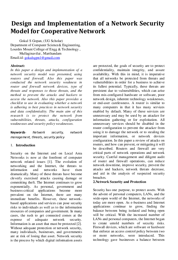 (DOC) Design and Implementation of a Network Security Model for Cooperative Network.docx
