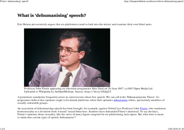(PDF) What is ‘dehumanising’ speech?