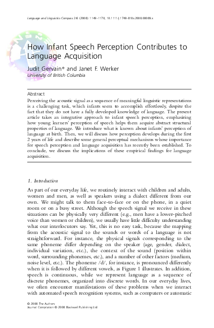 (PDF) Speech perception