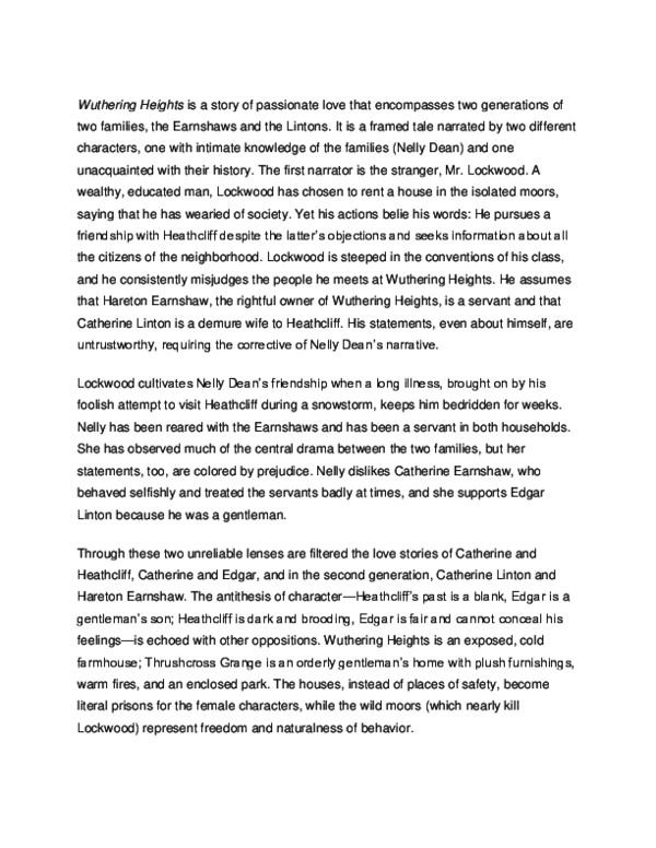 (DOC) Wuthering heights story