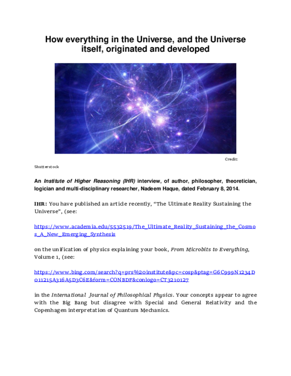 (DOC) How Everything in the Universe and the Universe itself ...