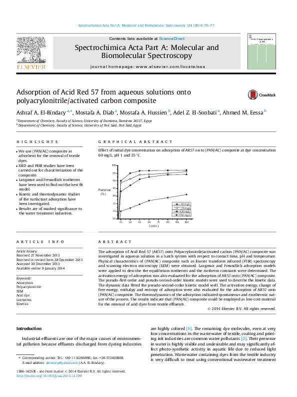 (PDF) Adsorption of Acid Red 57 from aqueous solutions onto polyacrylonitrile/activated carbon ...