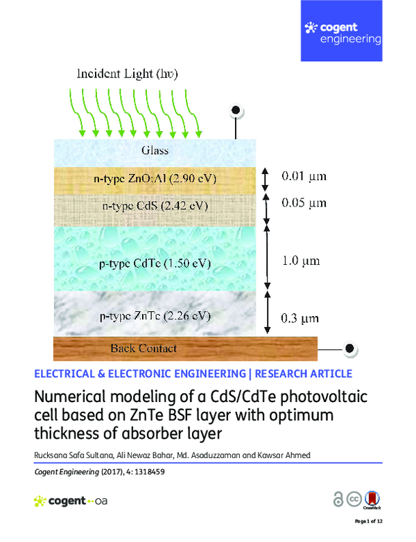 (PDF) Numerical modeling of a CdS/CdTe photovoltaic cell based on ZnTe BSF layer with optimum ...