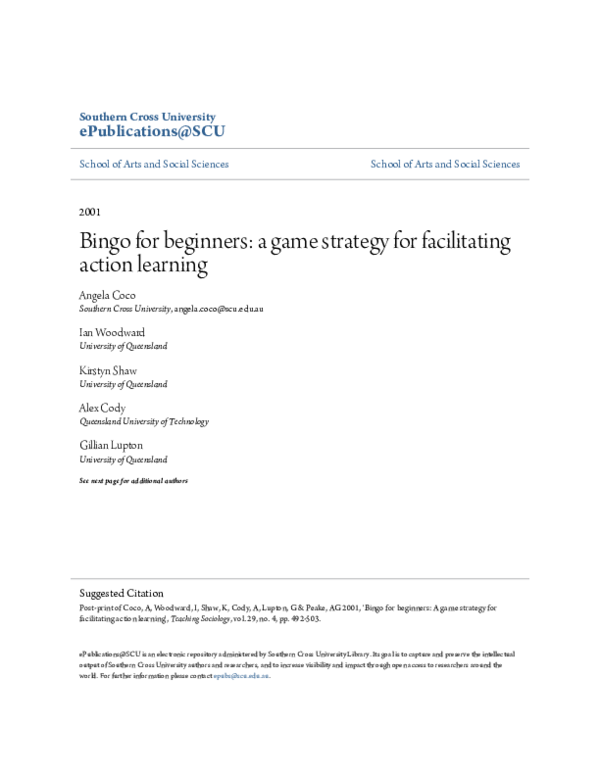 Bingo for beginners: A game strategy for facilitating active learning