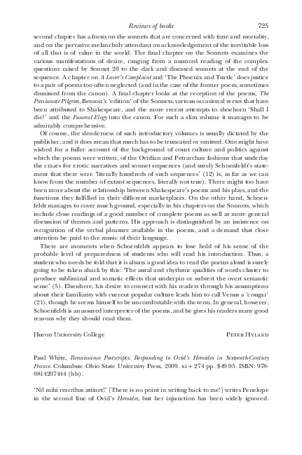 (PDF) Renaissance Postscripts. Responding to Ovid's 'Heroides' in ...