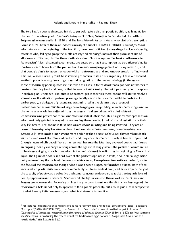 (DOC) Adonis and Literary Immortality in Pastoral Elegy.docx | Syrithe ...