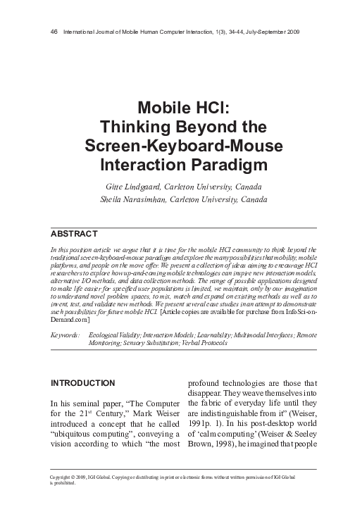 (PDF) Mobile HCI