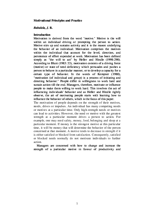 (PDF) Motivational Principles and Practice PROF BABALOLA.pdf