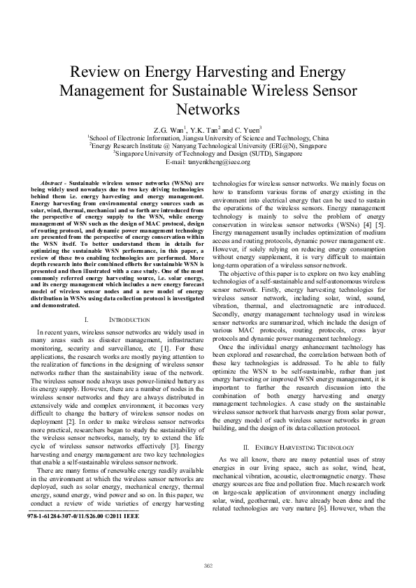 (PDF) Review on energy harvesting and energy management