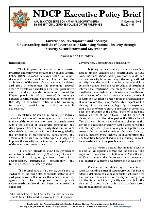 (PDF) Understanding the Role of Governance in Enhancing National ...