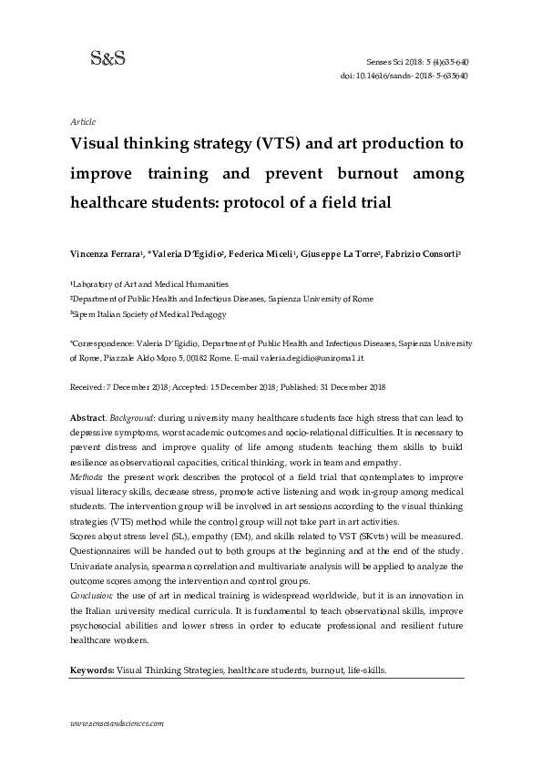 (PDF) Visual thinking strategy (VTS) and art production to improve ...