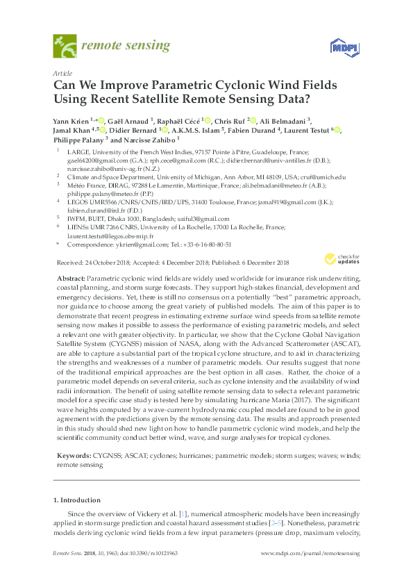 (PDF) Can We Improve Parametric Cyclonic Wind Fields Using Recent ...