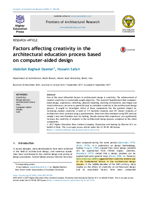 (PDF) Factors affecting creativity in the architectural education ...