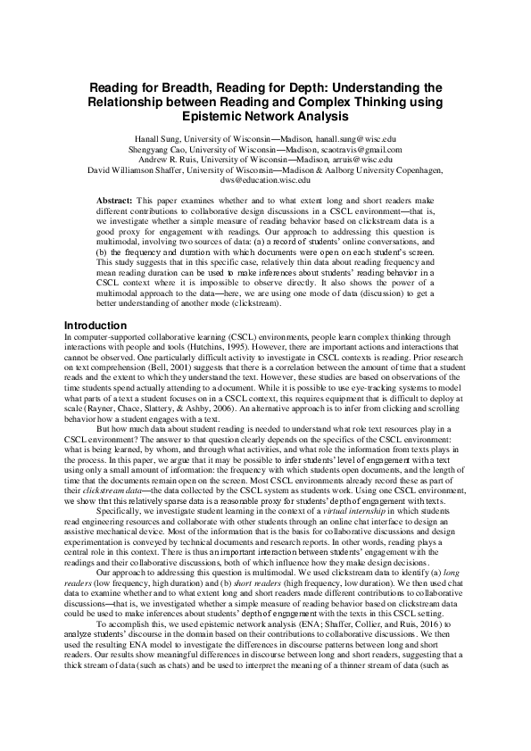 (PDF) Reading for Breadth, Reading for Depth: Understanding the ...