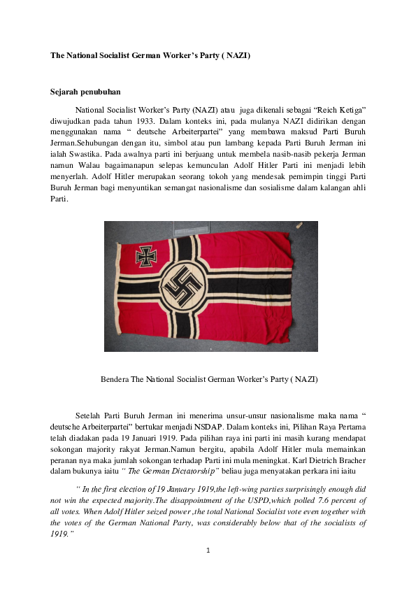 (DOC) The National Socialist German Worker's Party (NAZI)
