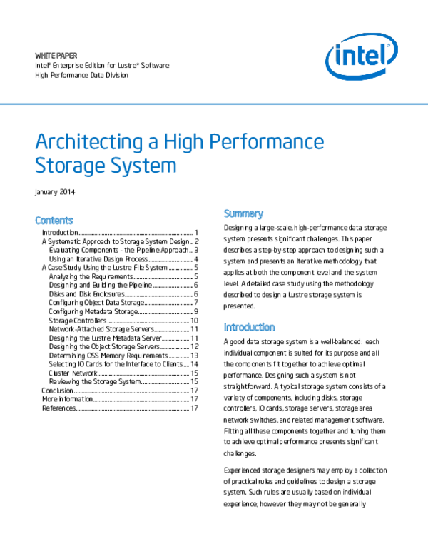 (PDF) Architecting a High-Performance Storage System