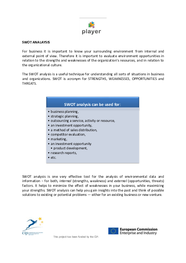 (PDF) SWOT analysis