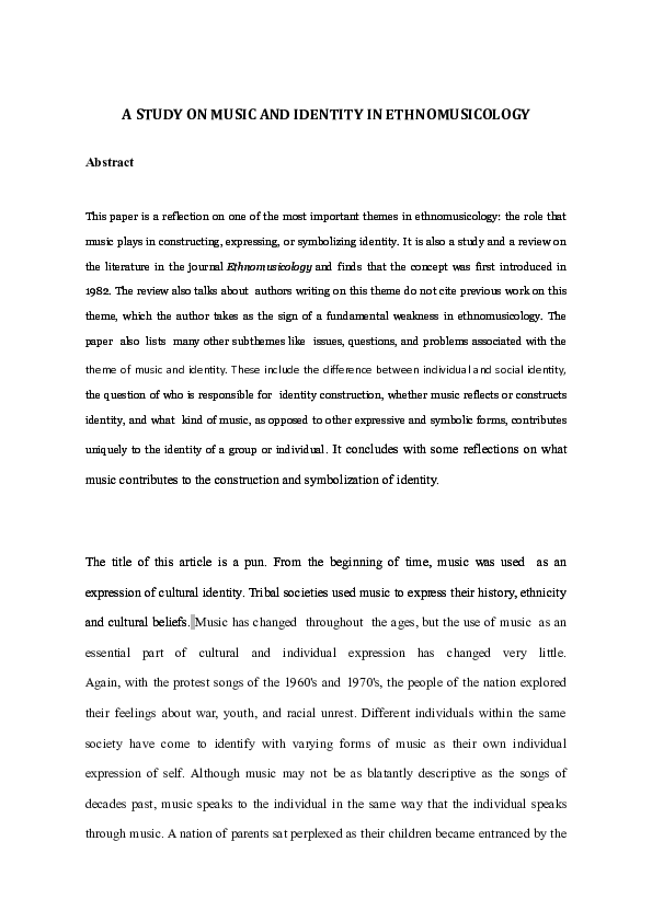(DOC) A STUDY ON MUSIC AND IDENTITY IN ETHNOMUSICOLOGY-full paper.doc