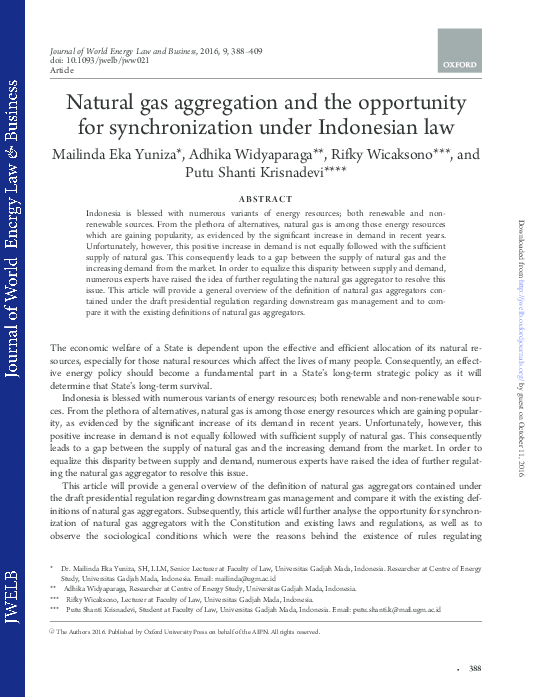 (PDF) Natural Gas Aggregation and the Opportunity for Synchronization ...