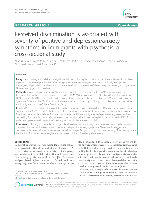(PDF) Perceived discrimination is associated with severity of positive ...