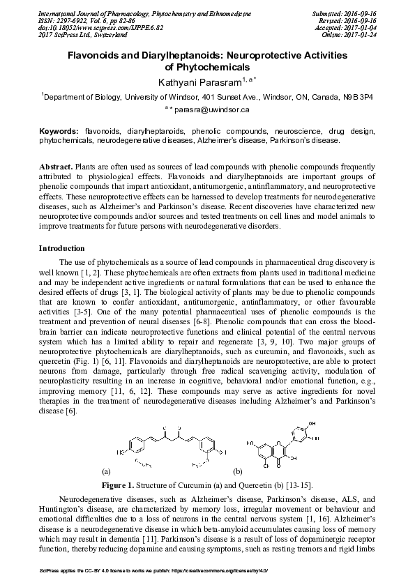 (PDF) Flavonoids and Diarylheptanoids: Neuroprotective Activities of Phytochemicals