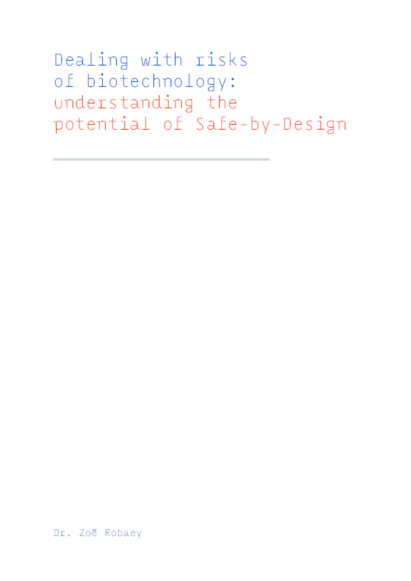 (PDF) Dealing with Risks of Biotechnology: Understanding the Potential ...