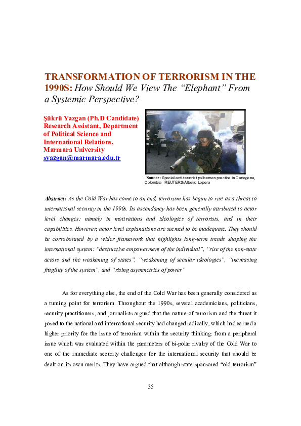 (PDF) Transformation of Terrorism in the 1990s: How should we view the ...