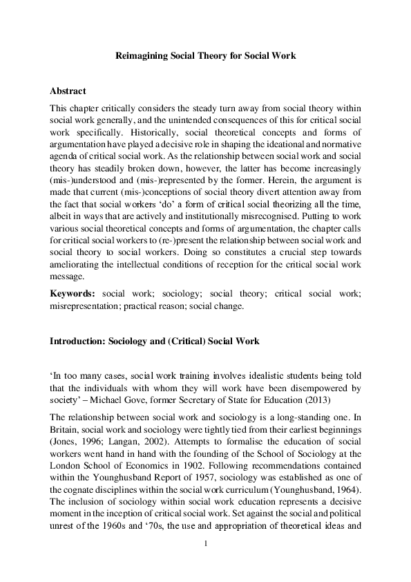 (DOC) Reimagining Social Theory for Social Work.docx