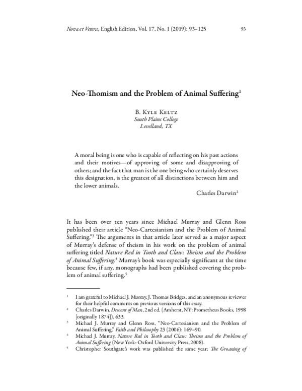 (PDF) Neo-Thomism and the Problem of Animal Suffering