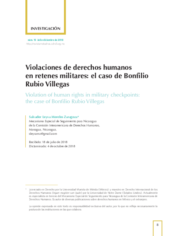 (PDF) Violaciones de derechos humanos en retenes militares: el caso de ...