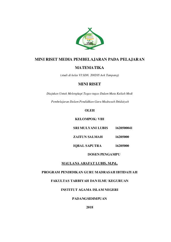 (DOC) MINI RISET MEDIA PEMBELAJARAN PADA PELAJARAN