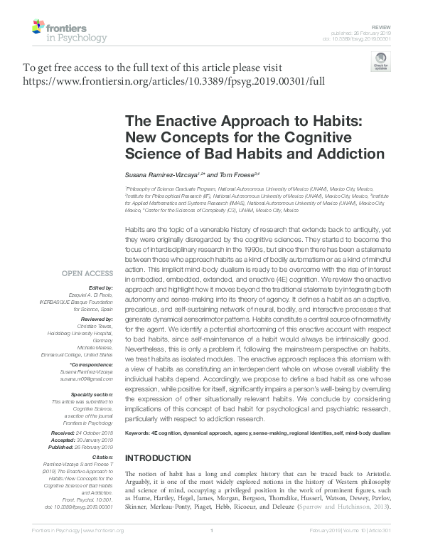 (PDF) The Enactive Approach to Habits: New Concepts for the Cognitive ...