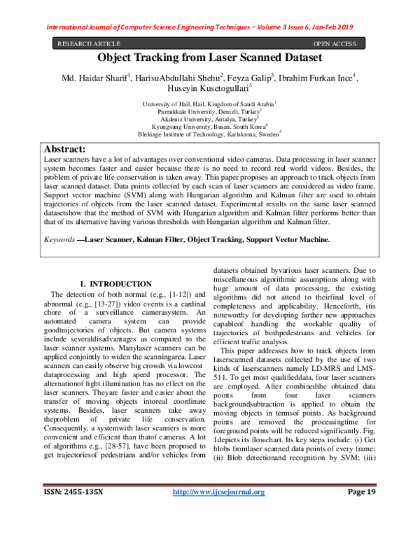 Pdf Object Tracking From Laser Scanned Dataset