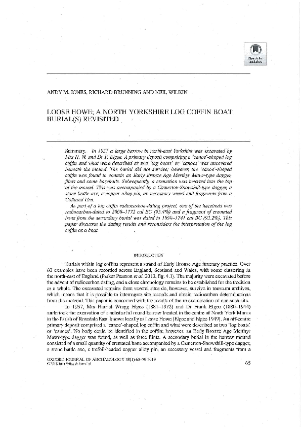 (PDF) LOOSE HOWE; A NORTH YORKSHIRE LOG COFFIN BOAT BURIAL(S) REVISITED ...