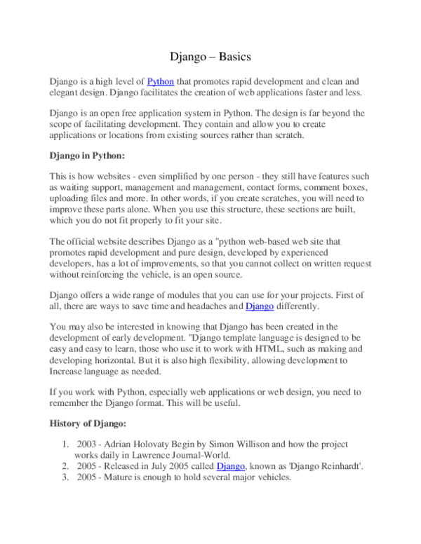 (DOC) Django - Basics