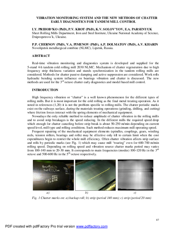 (PDF) Vibration monitoring system and the new methods of chatter early ...