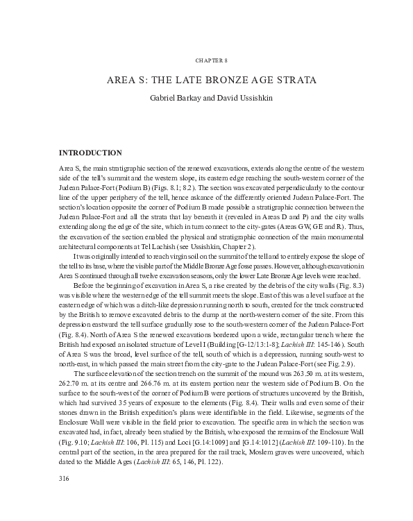 (PDF) (With Gabriel Barkay) Area S: The Late Bronze Strata (Chapter 8 ...