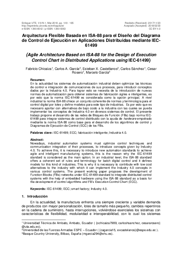 (PDF) Agile Architecture Based on ISA-88 for the Design of Execution Control Chart in ...