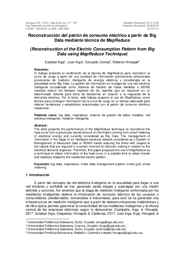 Pdf Reconstruction Of The Electric Consumption Pattern From Big Data Using Mapreduce Technique