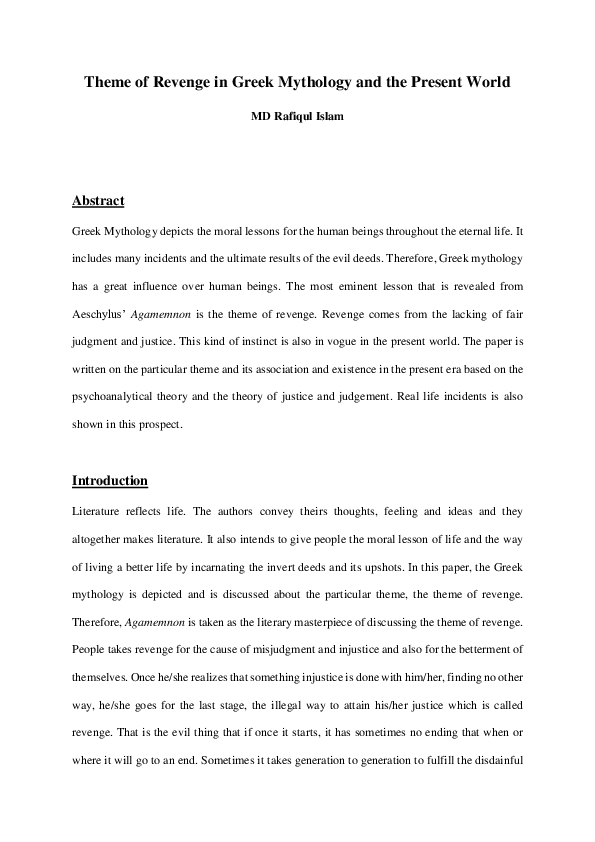 (DOC) Theme of Revenge in Greek Mythology and the Present World.docx