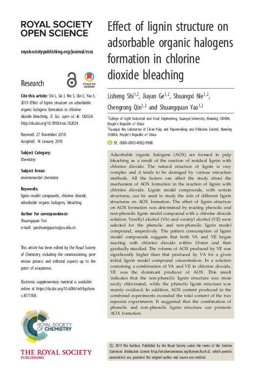(PDF) Effect of lignin structure on adsorbable organic halogens ...