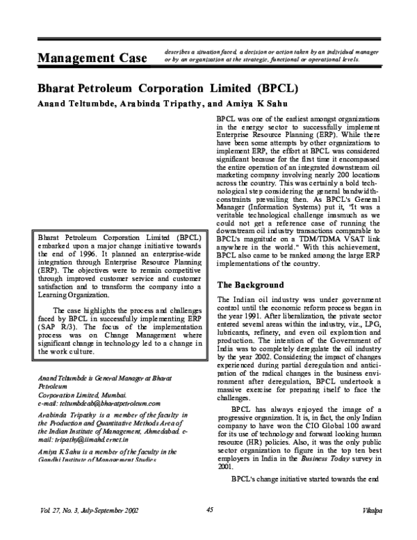 (PDF) BPCL Case study