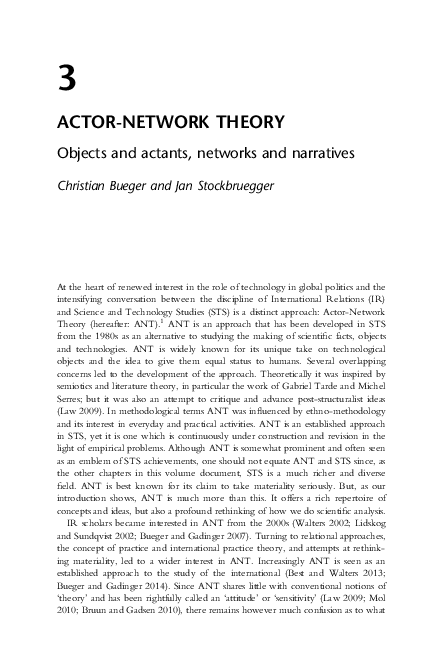 (PDF) Actor-Network Theory: Objects and Actants, Networks and Narratives,