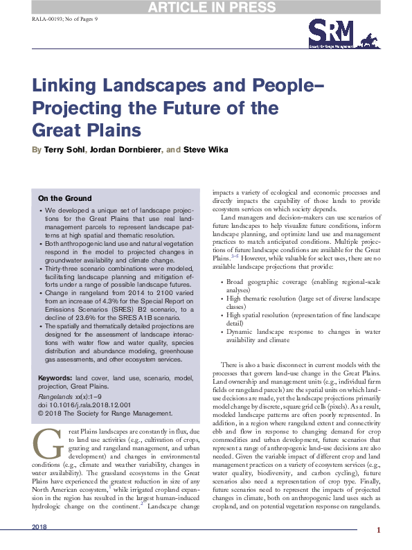 (PDF) Linking Landscapes and People - Projecting the future of the ...