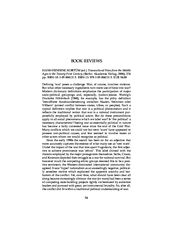 (PDF) Jan Willem Honig: review of Hans-Henning Kortüm (ed ...